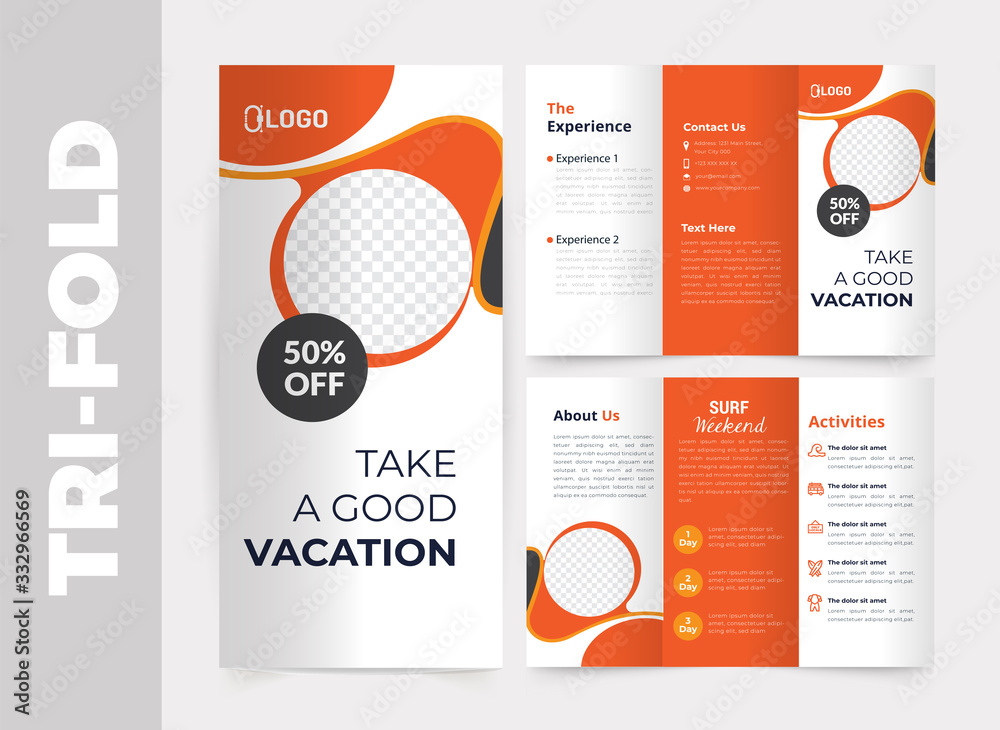 Travel tri-fold brochure design template, Modern cover brochure flyer ...