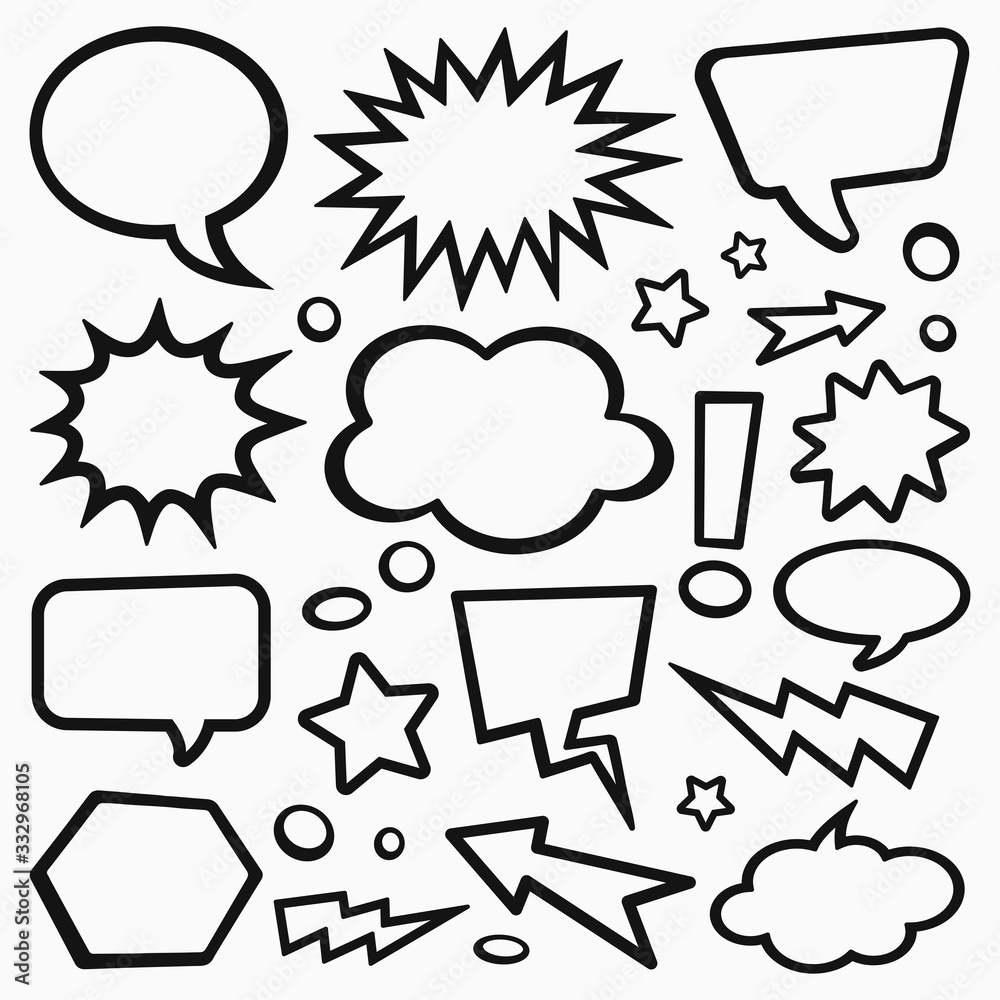CARTOON COMIC SPEECH BUBBLES VECTOR SET Stock Vector | Adobe Stock