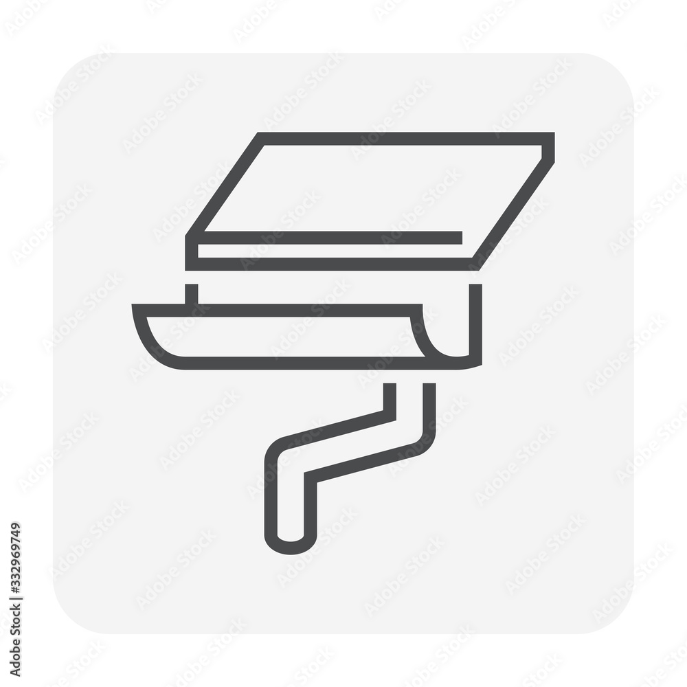 Halfline style gutter vector icon. Also call rain gutter or eavestrough ...