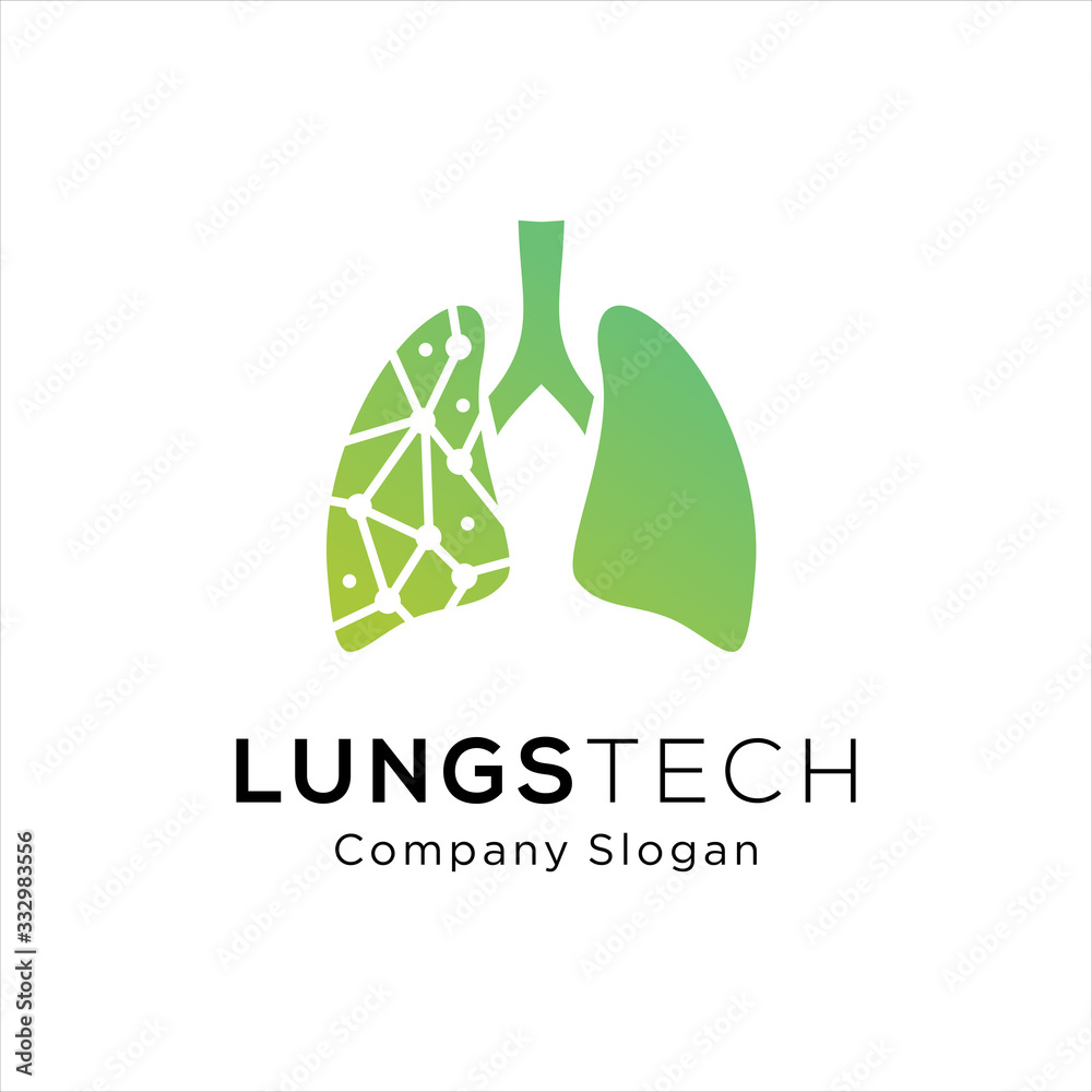 lungs technology logo design vector, respiratory system logo designs ...