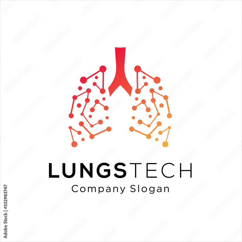 human lungs logo designs template, lungs technology logo design vector ...