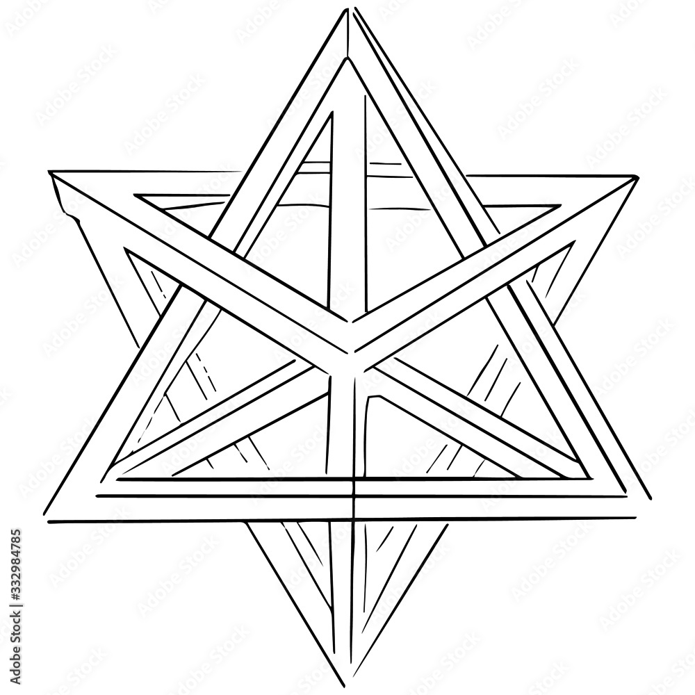 Outline 3d star of david. Sacred geometry vector symbol Stock Vector ...