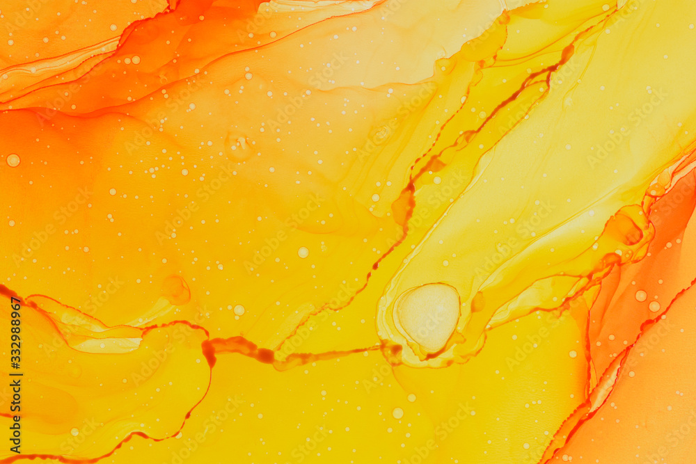 Abstract alcohol ink design in orange and yellow Stock Photo | Adobe Stock