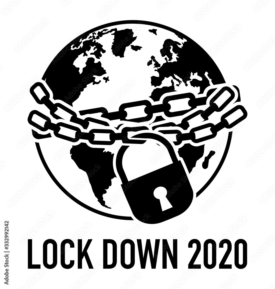 Icon of locked world, lock down 2020 because of coronavirus covid-19 ...