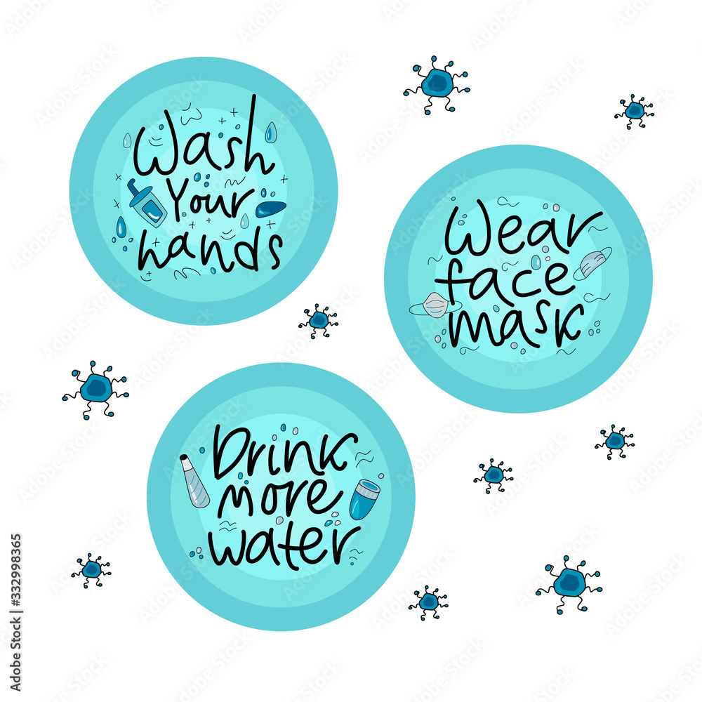 Simple lettering text of Coronavirus `COVID-19. Set of isolated vector ...