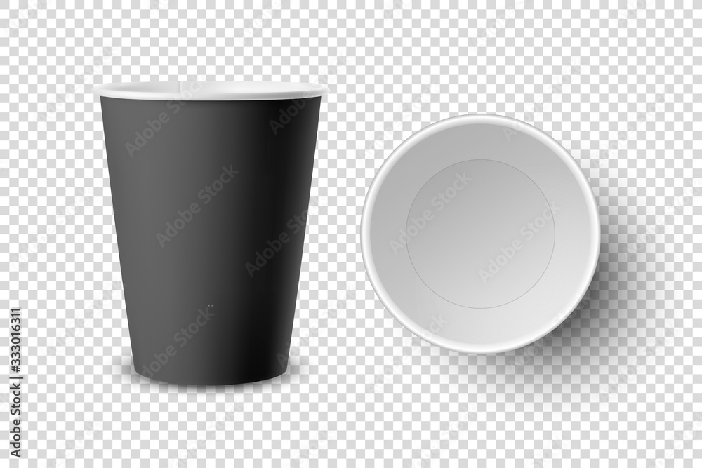 Vector 3d Realistic Black Disposable Opened Paper, Plastic Coffee Cup ...