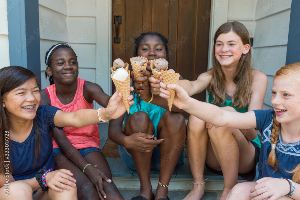 Girls With Ice Cream Cones Stock Photo | Adobe Stock