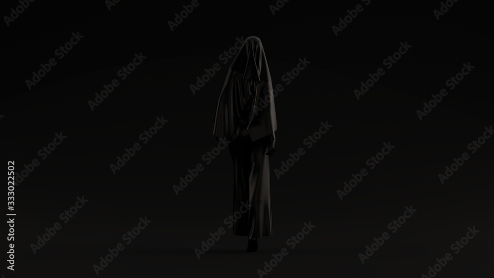 Black Demon Nun in a Black Pant Suit with a Veil Futuristic Haute ...
