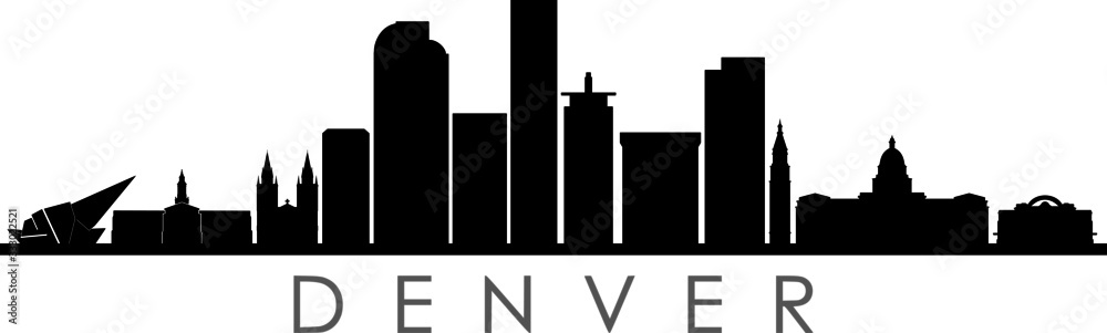 DENVER City Skyline Silhouette Cityscape Vector Stock Vector | Adobe Stock