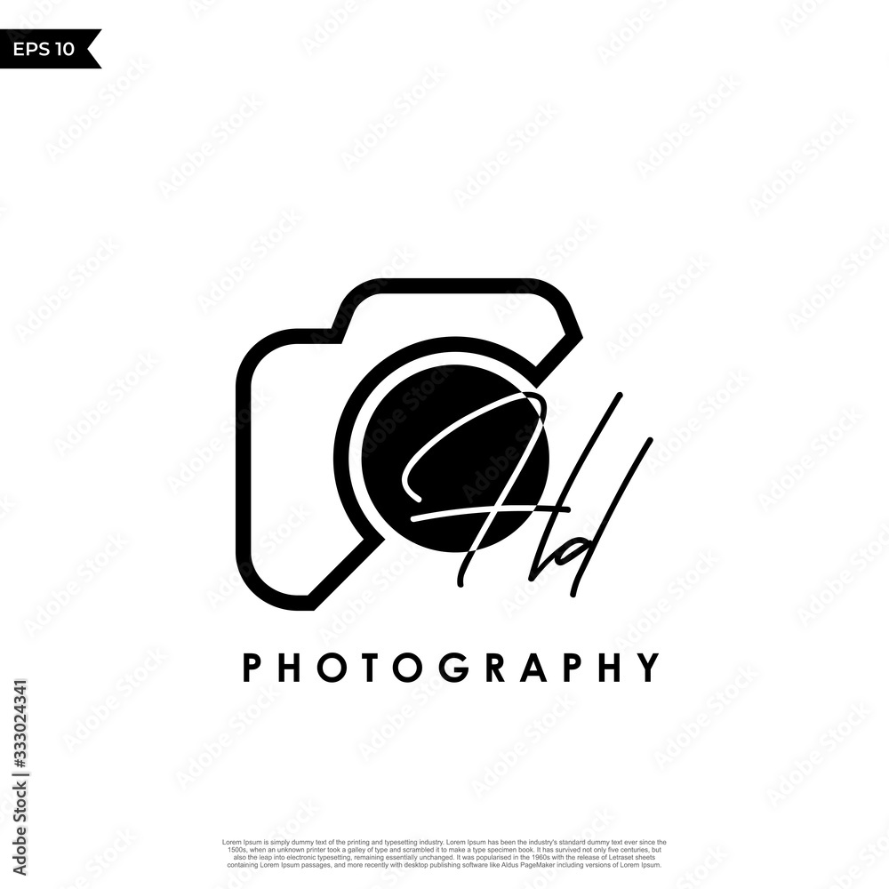 Initial Letter HD with camera. Logo photography simple luxury vector ...