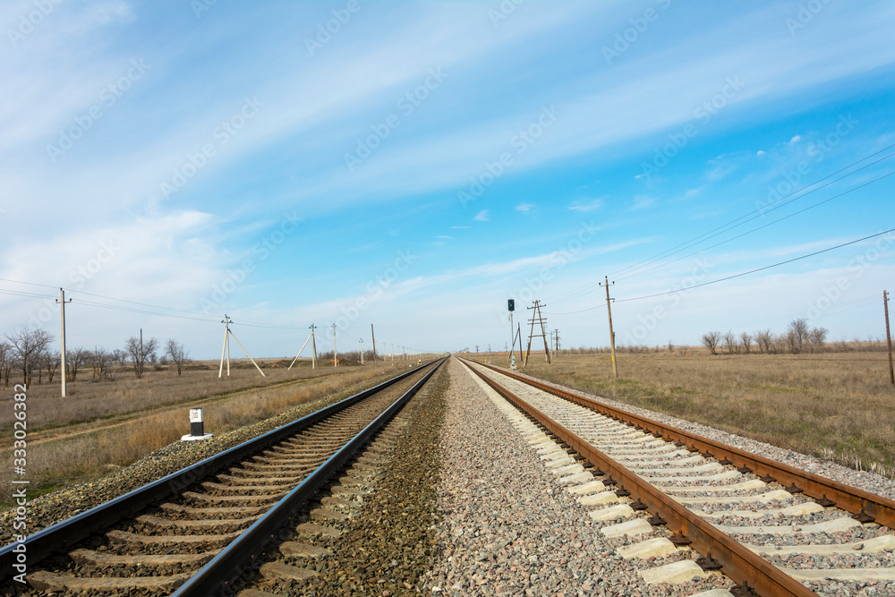 The old dark railway and in parallel with it a new fresh railway, the ...
