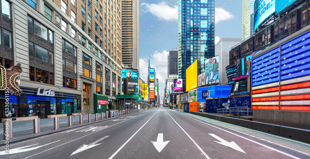 Times Square New York City during Coronavirus, covid-19 pandemic ...
