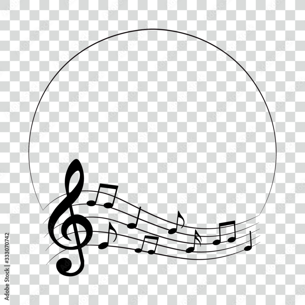 Music notes in round frame, vector illustration. Stock Vector | Adobe Stock