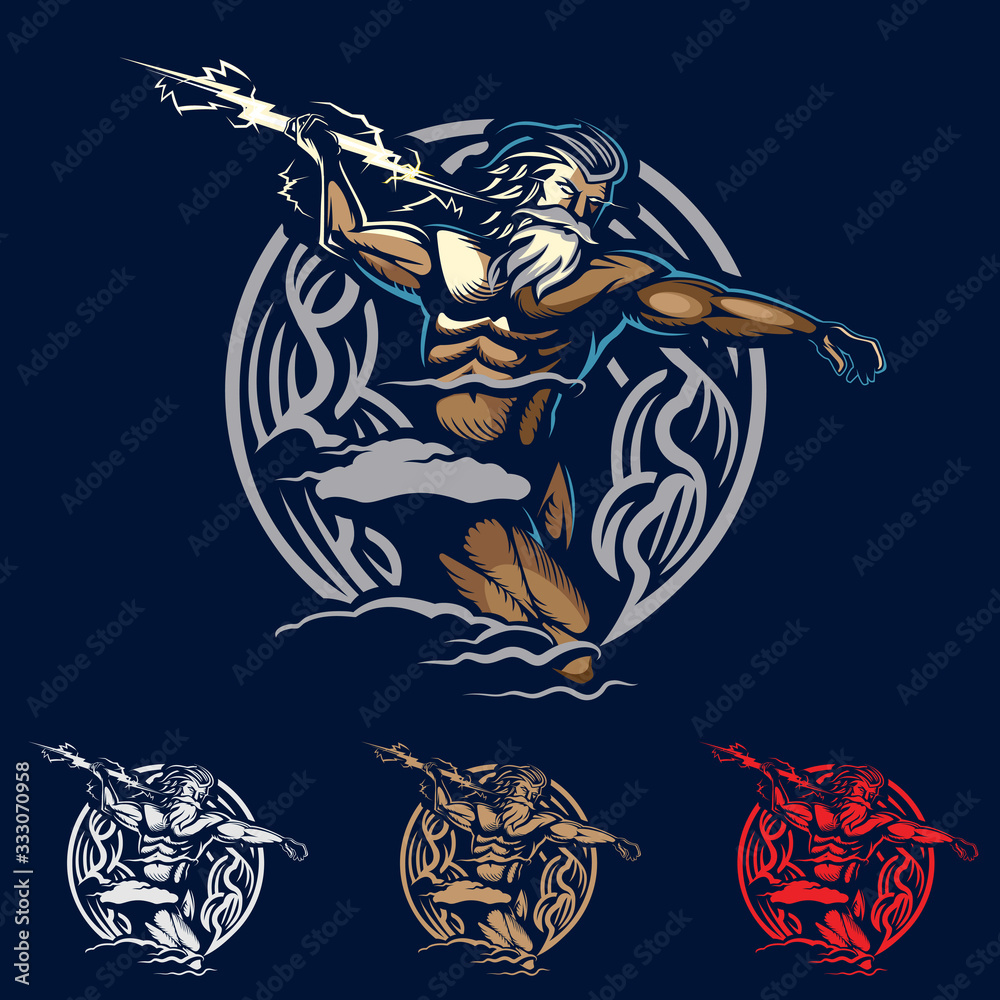 Zeus emblem style vector illustration Stock Vector | Adobe Stock