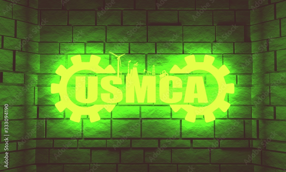 USMCA - United States Mexico Canada Agreement. Decorated USMCA letters ...