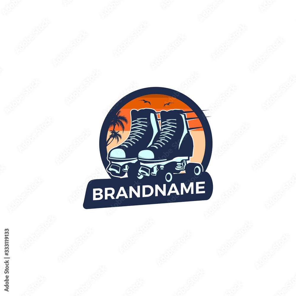 Vintage inline skate retro logo Stock Vector | Adobe Stock