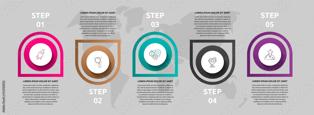 Vector template circle infographics. Business concept with 5 options ...