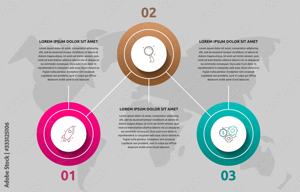Vector template circle infographics. Business concept with 3 options ...