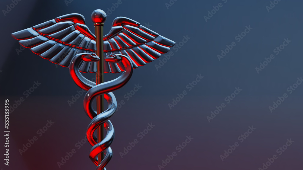 Caduceus - medical symbol, 3d render Stock Illustration | Adobe Stock