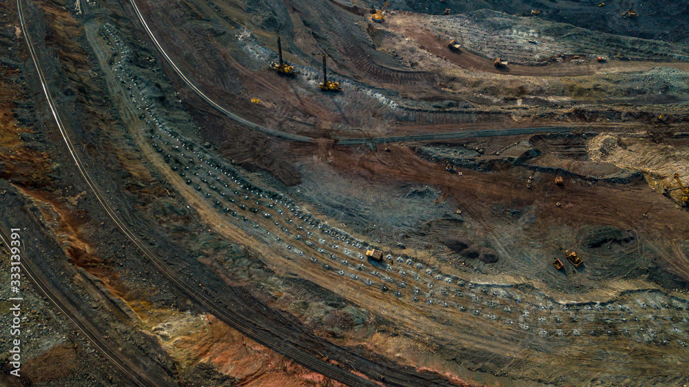 An open-cast mine quarry using an open-pit mining of ore type according ...