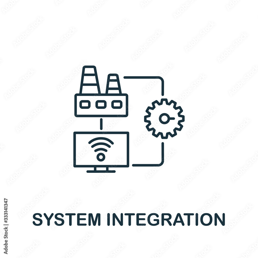 Systems Integration icon from industry 4.0 collection. Simple line ... Systems Integration icon from industry 4.0 collection. Simple line ...