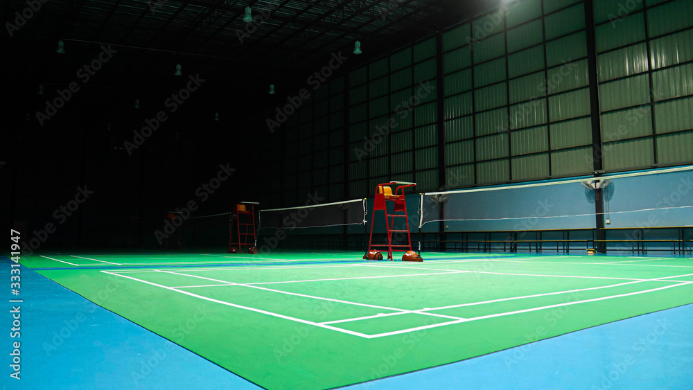 The green badminton court used in competition and exercise for being ...