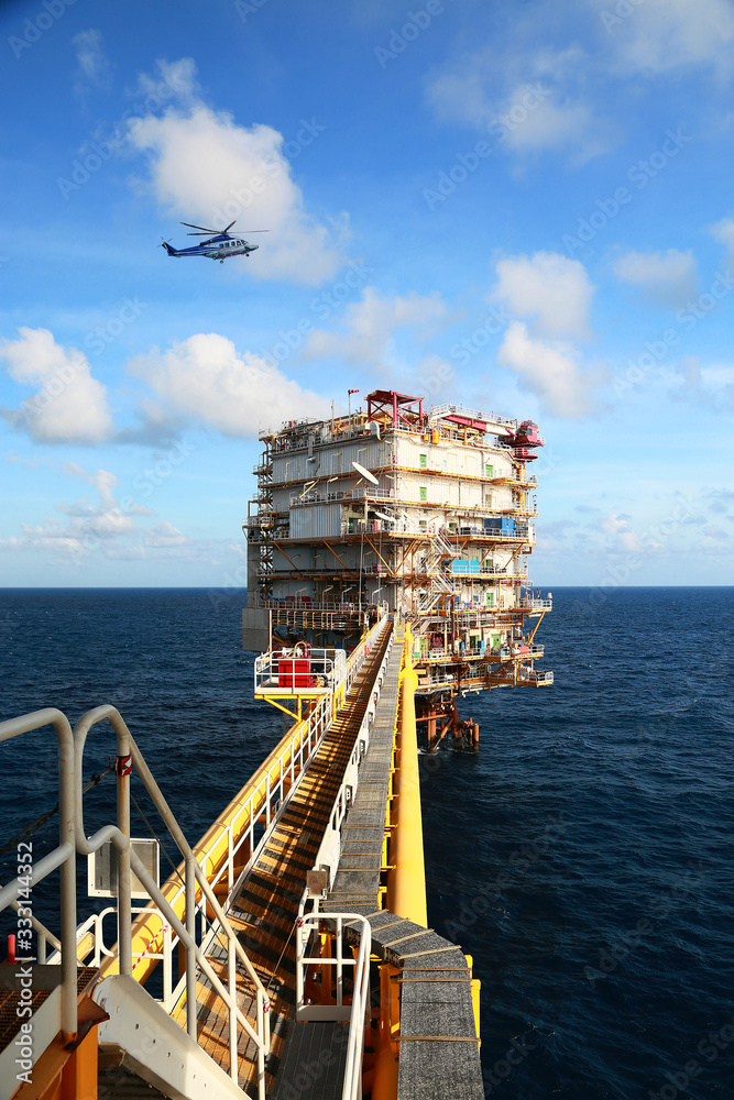 Offshore oil and gas production platform. The construction platform in ...