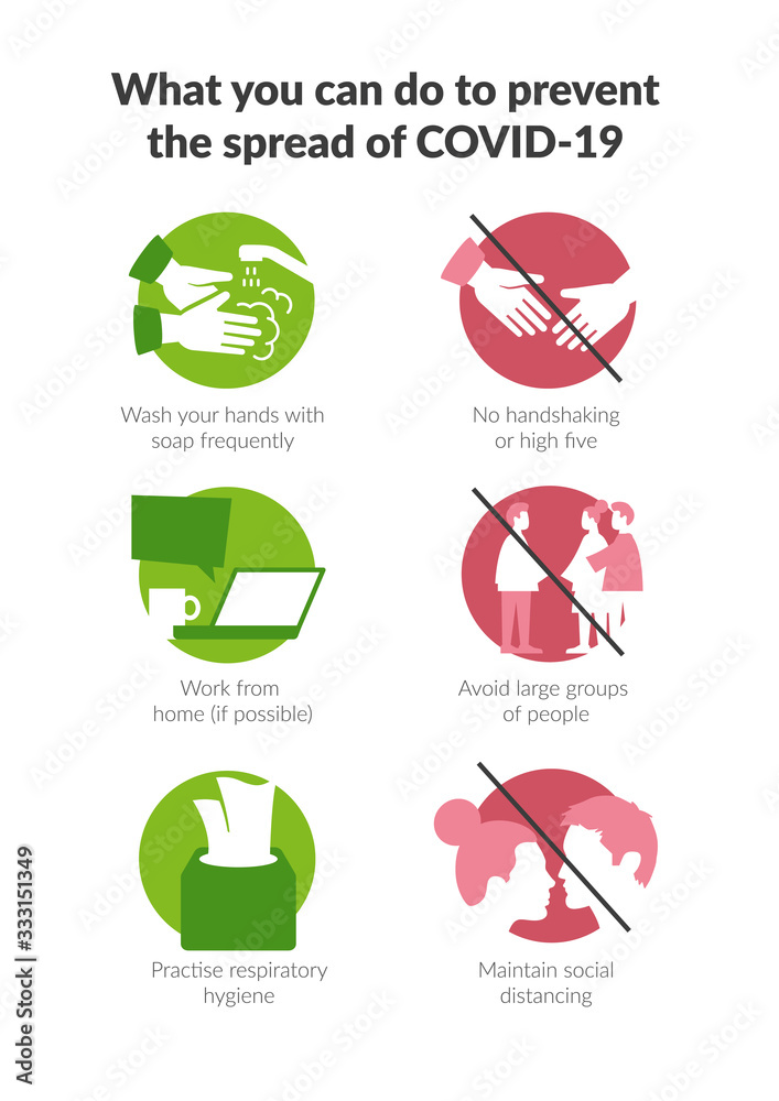 Simple Coronavirus poster with instructions how to prevent the spread ...