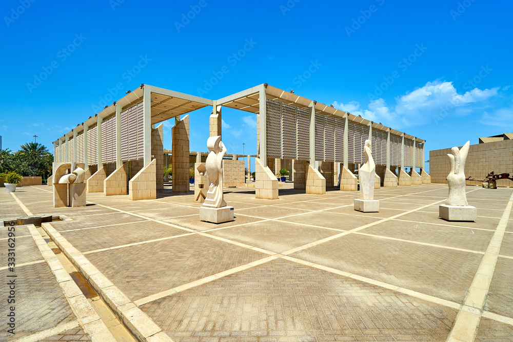 Square with statues near Bahrain National museum Stock Photo | Adobe Stock