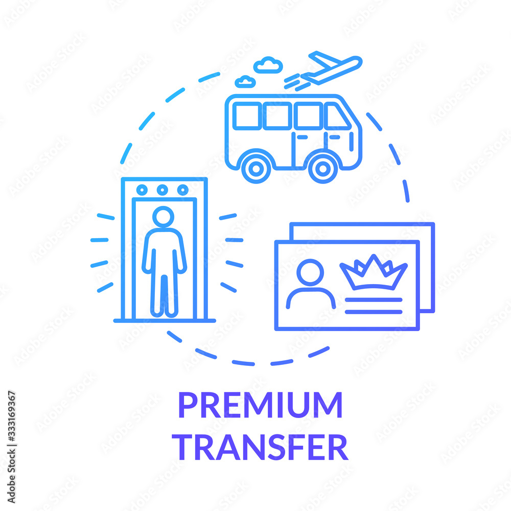 Premium transfer concept icon. Airline passenger luxury transport idea ...
