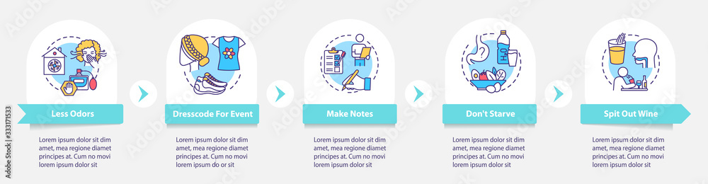 Wine tasting vector infographic template. Vineyard event attendance ...