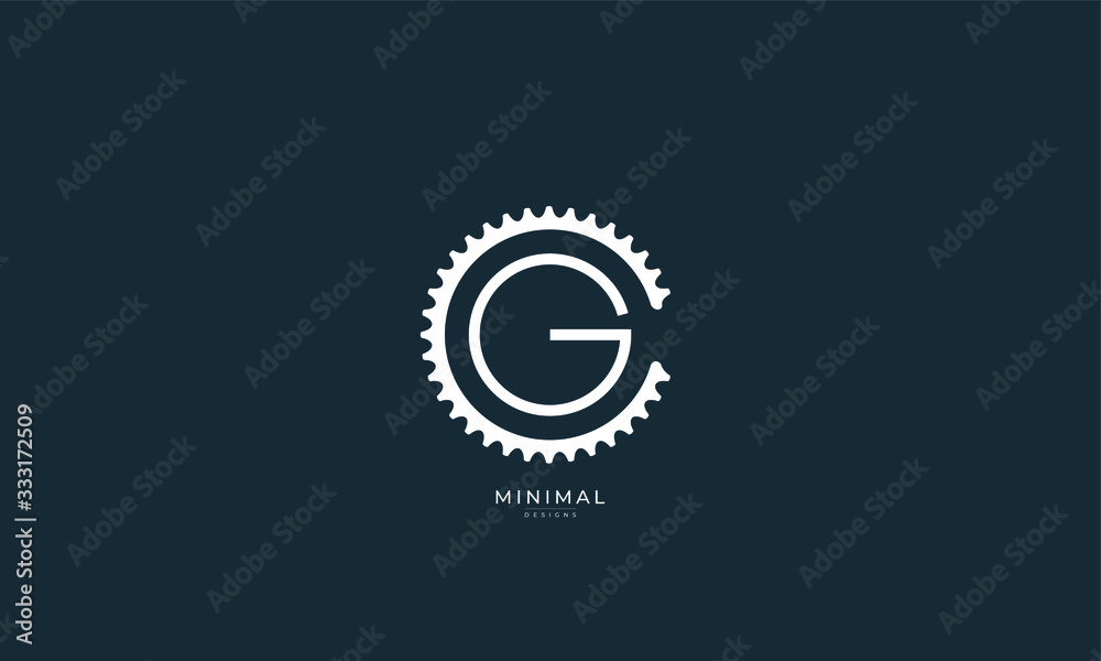 alphabet letter icon logo CG with a cog Stock Vector | Adobe Stock