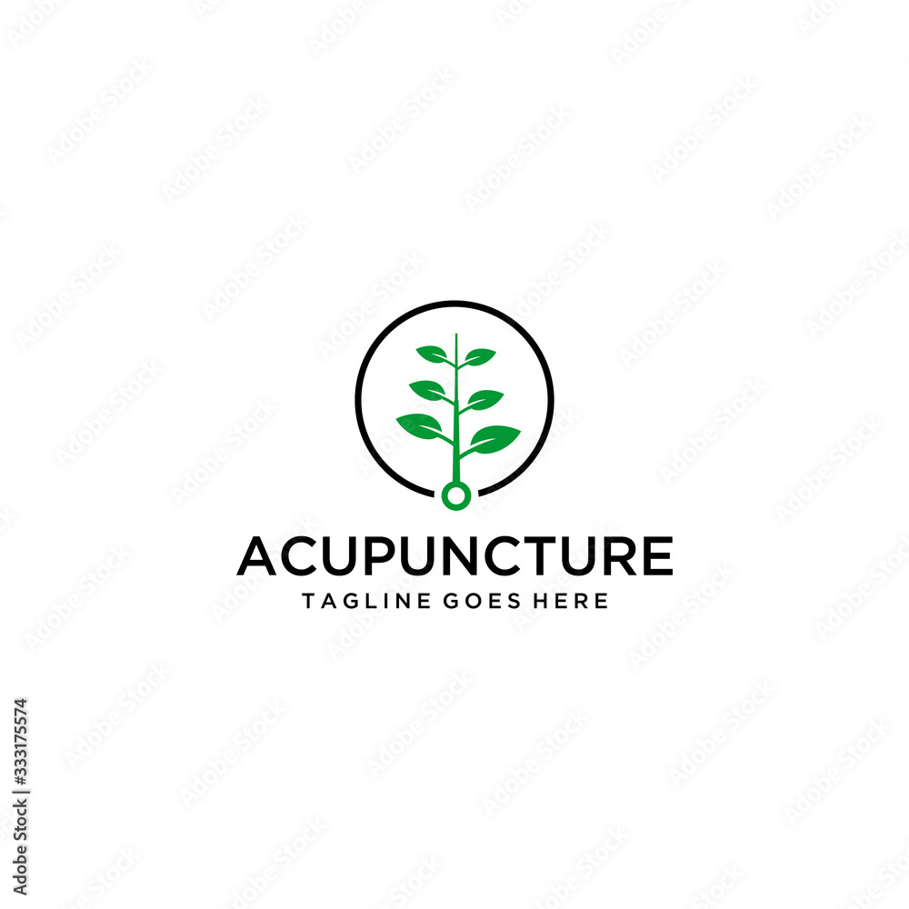 Acupuncture logo symbols are in the form of trees with stems of needles ...