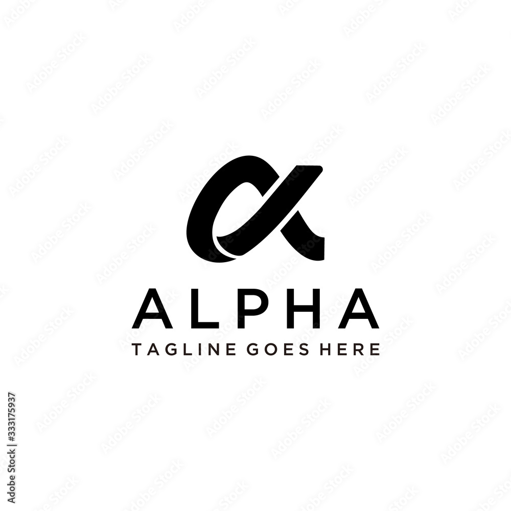 A symbol of the alpha in the form of mutual cut logo design Stock ...