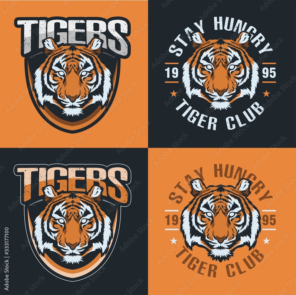 Tiger Badge Logo Head Illustration Stock Vector | Adobe Stock