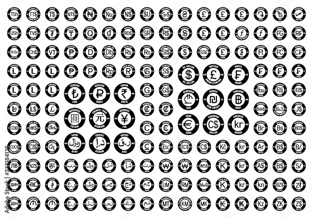 Vetor De Full Set Of All World Currency Icons New International Money Vetor De Full Set Of All World Currency Icons New International Money