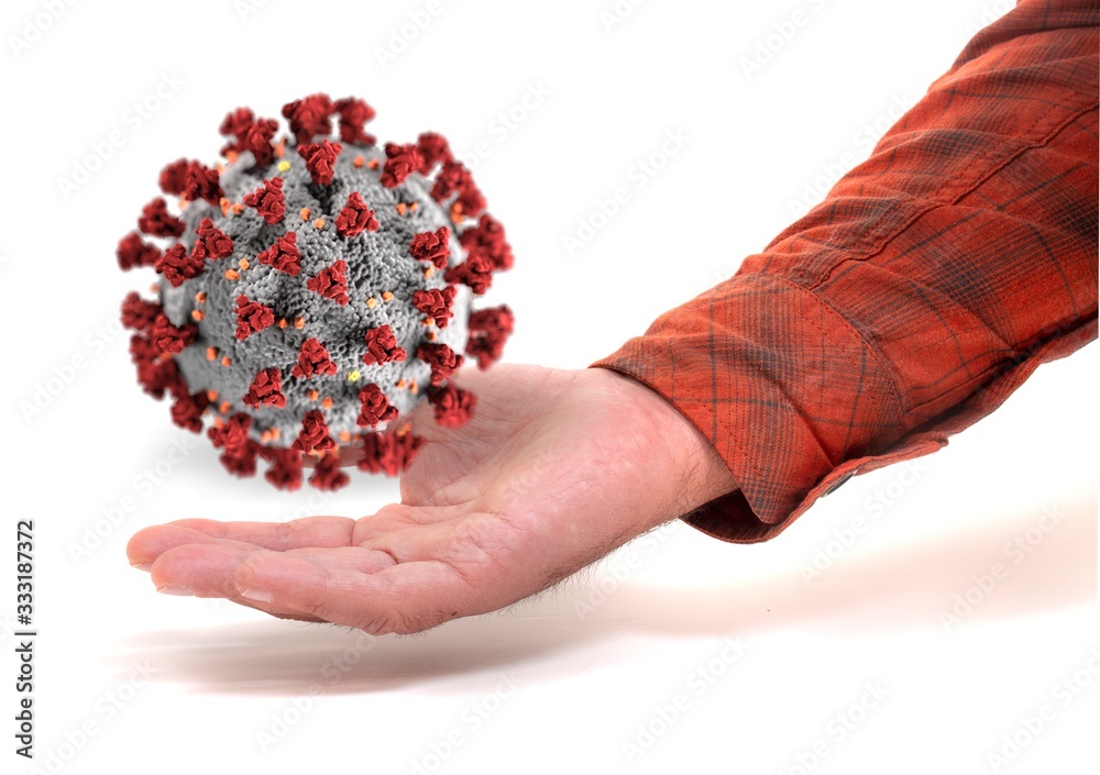 hand with covid-19 virus Stock Photo | Adobe Stock