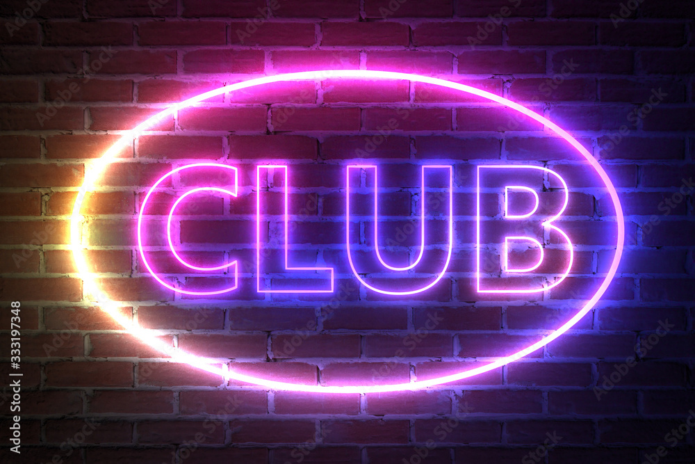 Ellipse Neon Light Frame with Club Sign. 3d Rendering Stock Photo ...