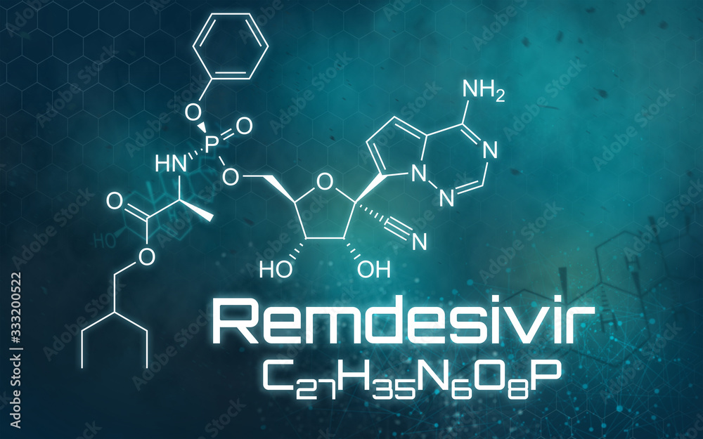 Chemical formula of Remdesivir on a futuristic background Stock ...