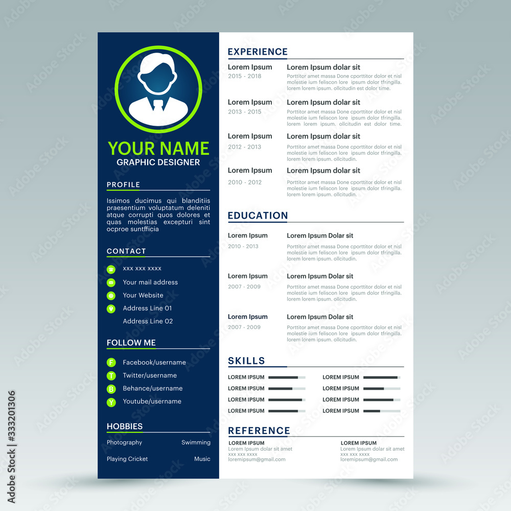 Minimalist Cv design template.Business layout clean vector for job ...