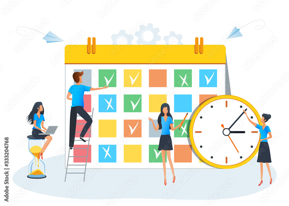Planning schedule, calendar or planner concept. Teamwork and effective ...