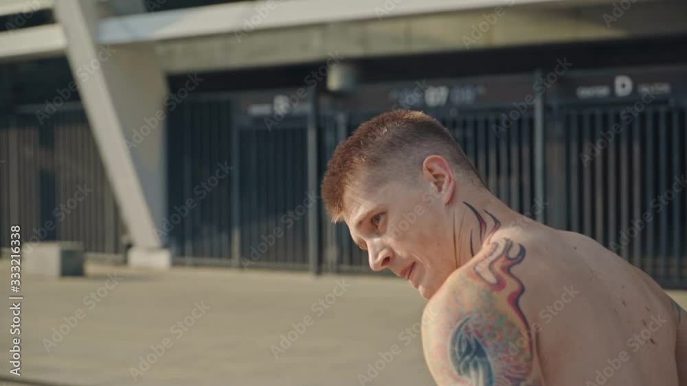 shirtless and muscular men fighting on street Stock Video | Adobe Stock