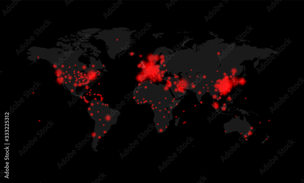 Map of the spread of the covid-19 virus by countries, vector ...