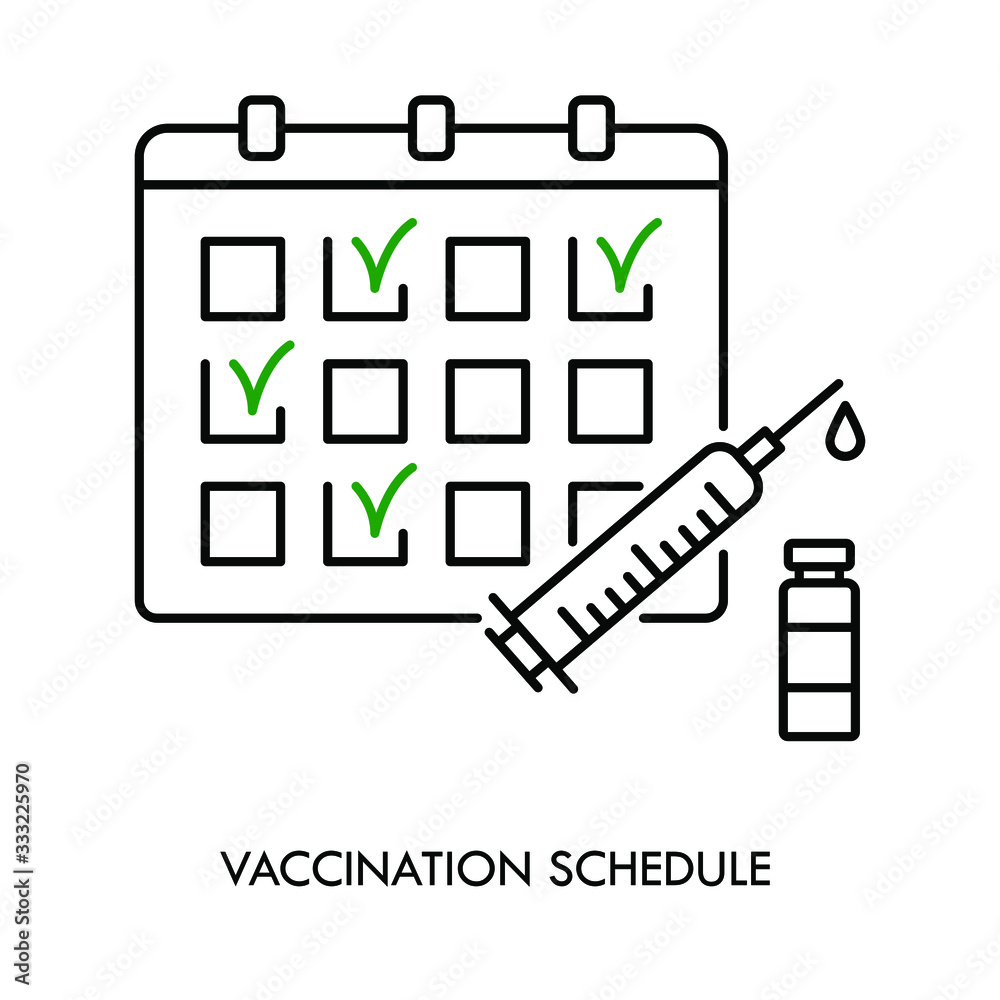 Vaccination calendar icon. Immunization schedule. Disease prevention ...