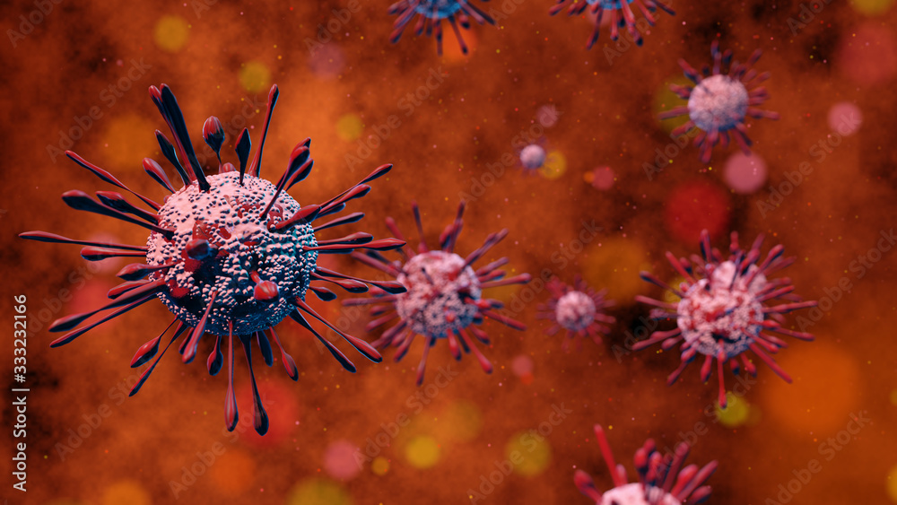 3D Rendering, Realistic of red cells the severe acute respiratory ...