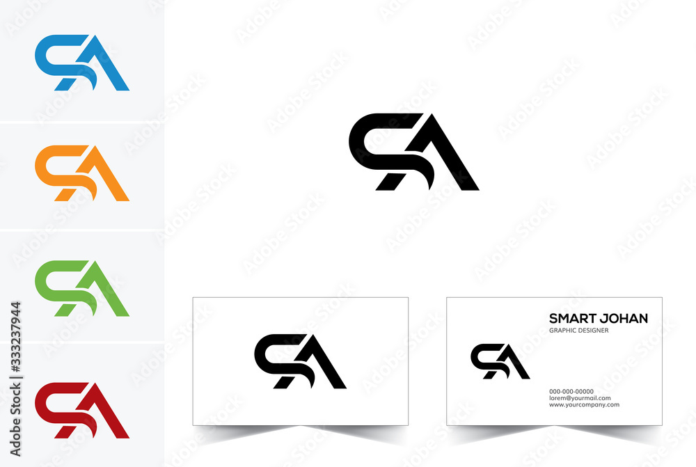 SA Letter Logo Design with Creative Modern Trendy Typography and Black ...