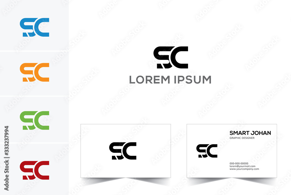 SC Letter Logo Design with Creative Modern Trendy Typography and Black ...