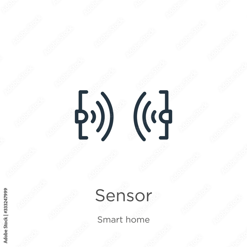 Sensor icon. Thin linear sensor outline icon isolated on white ...
