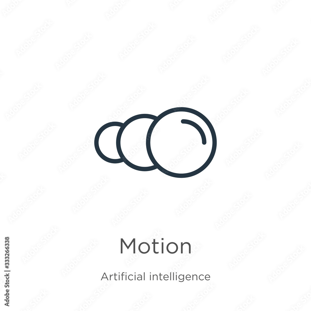 Motion icon. Thin linear motion outline icon isolated on white ...
