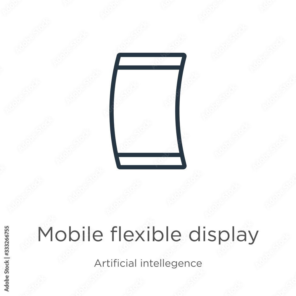 Mobile flexible display icon. Thin linear mobile flexible display ... Mobile flexible display icon. Thin linear mobile flexible display ...